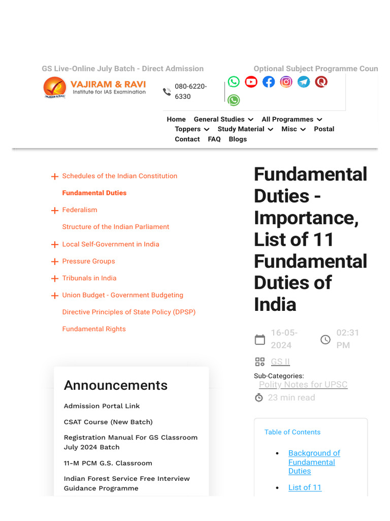 Fundamental Duties - List of 11 Fundamental Dutie | PDF | Citizenship ...