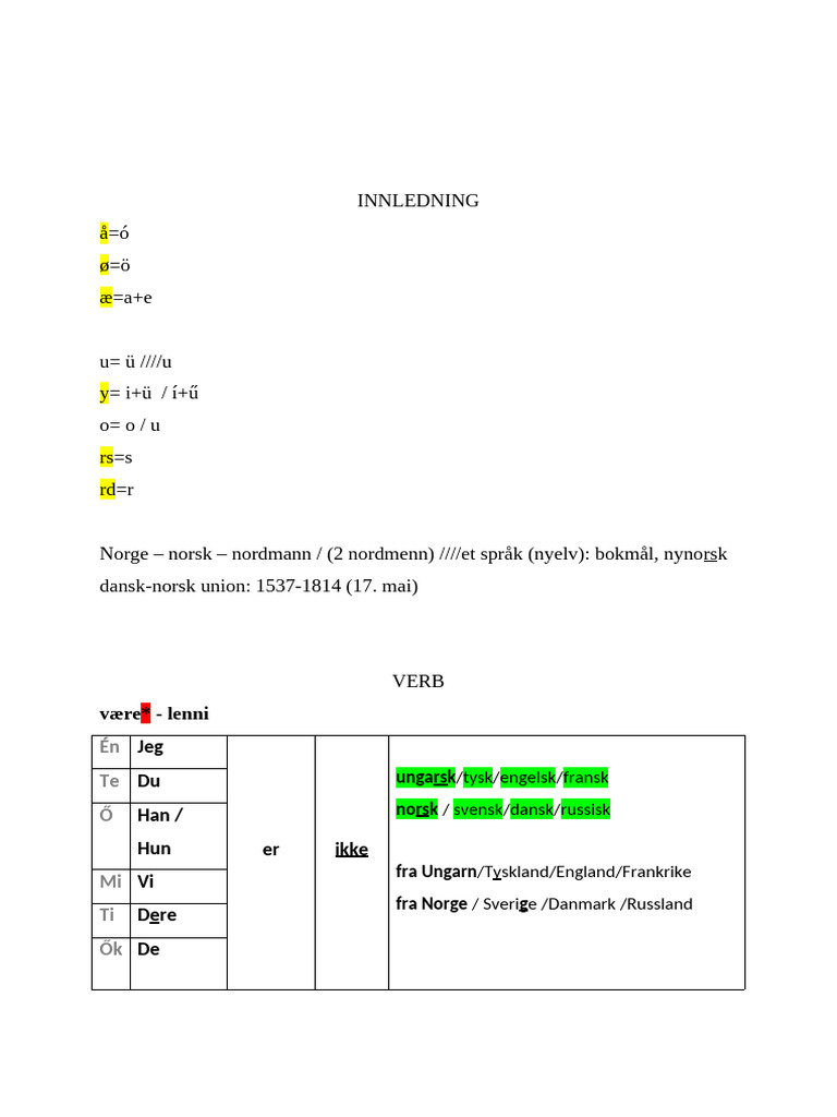 09.11.2024 Verb, Setninger | PDF