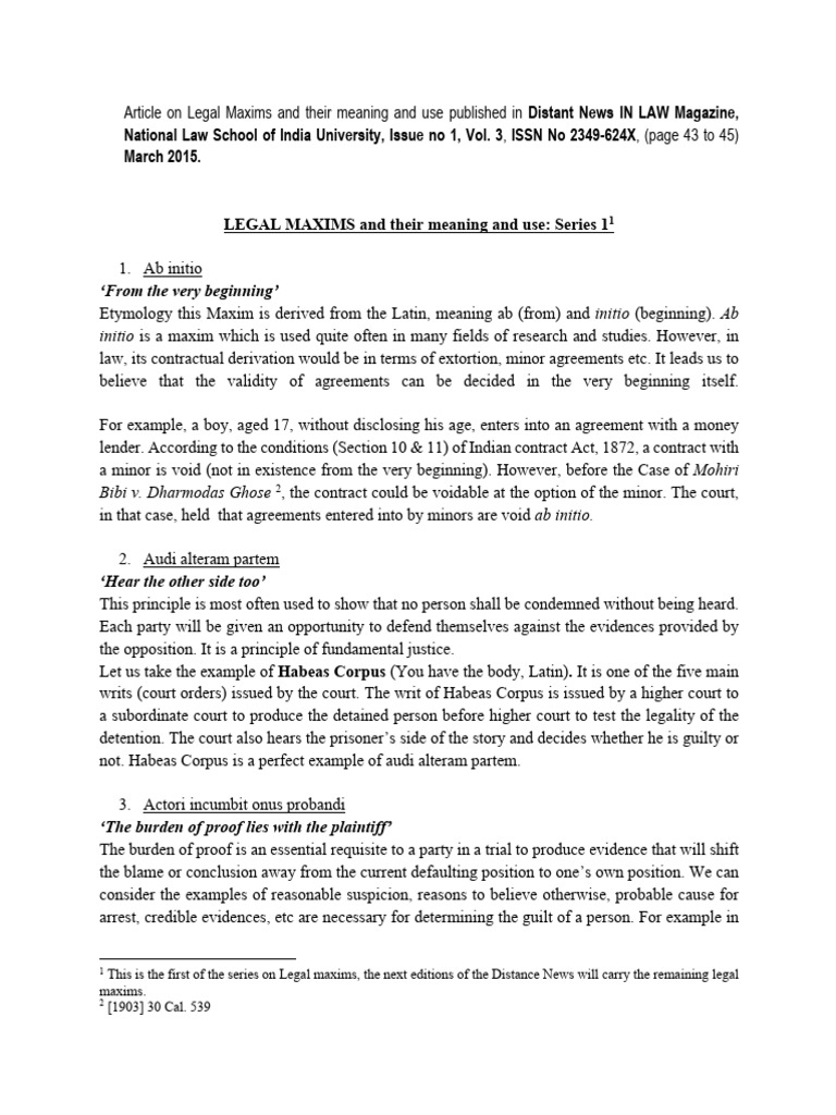 Understanding Legal Maxims in Law | PDF | Burden Of Proof (Law) | Mens Rea