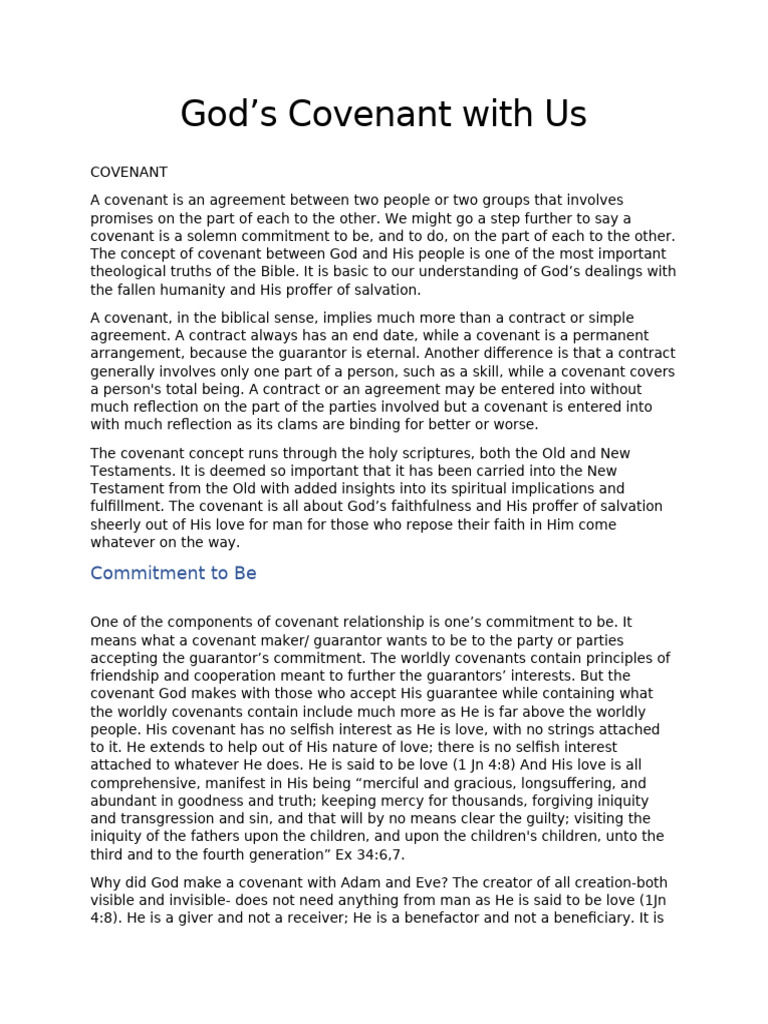 God's Covenant With Us | PDF | Covenant (Biblical) | Paul The Apostle