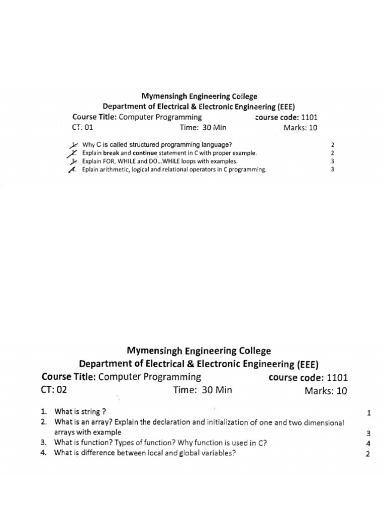 CSE CT Question | PDF