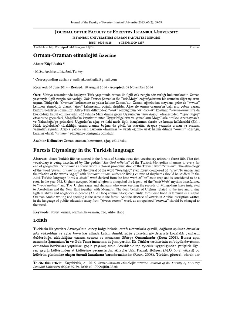 1-Orman Oraman Etimolojisi Uzerine | PDF