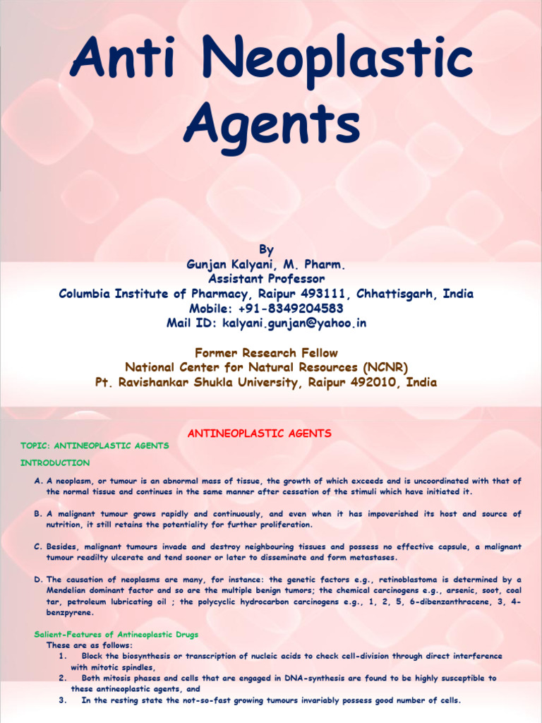 Antineoplastic Agents Overview | PDF | Chemotherapy | Biosynthesis
