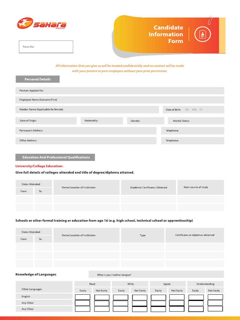 Reference Request Form Template | PDF