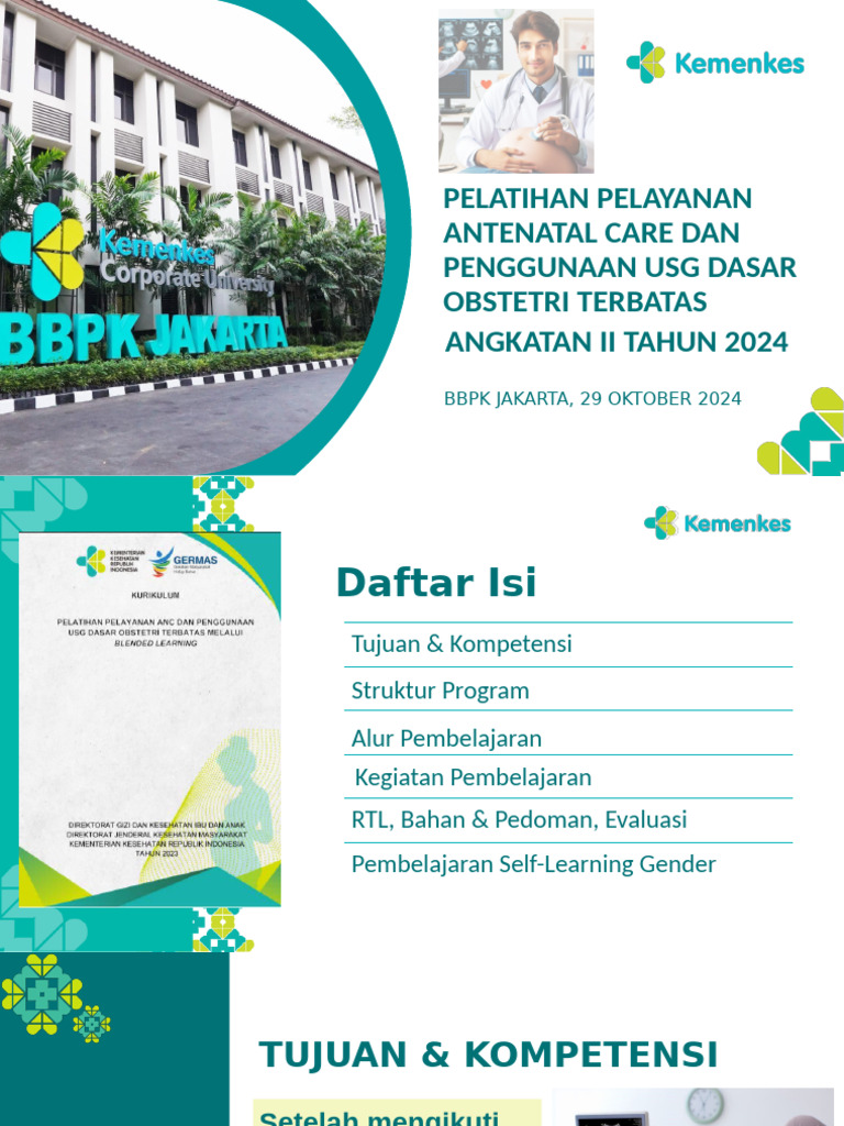 Penjelasan Pembelajaran Pelatihan ANC USG 2024 | PDF