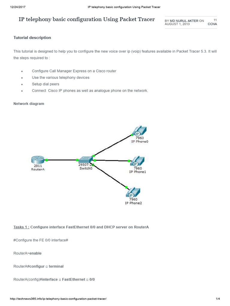 IP Telephony Basic Configuration Using P2 - Copy - Copy | PDF | Router (Computing) | Voice Over Ip