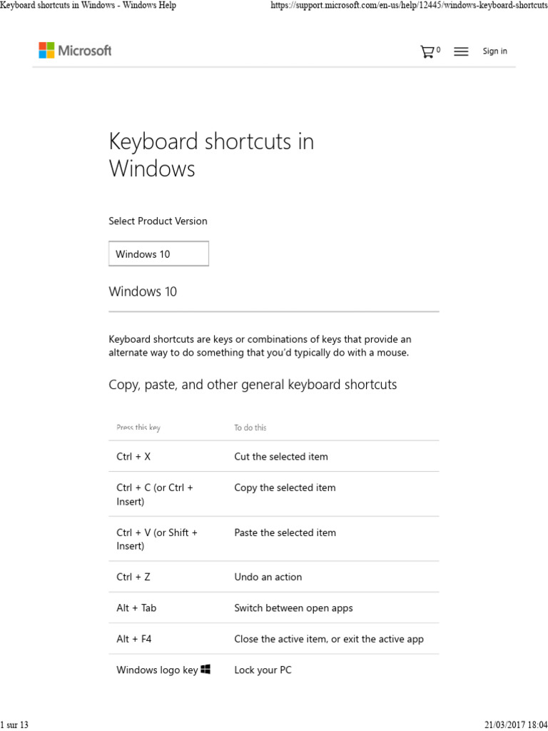 Windows 10 HotKeys | PDF | Computer Keyboard | Microsoft Windows
