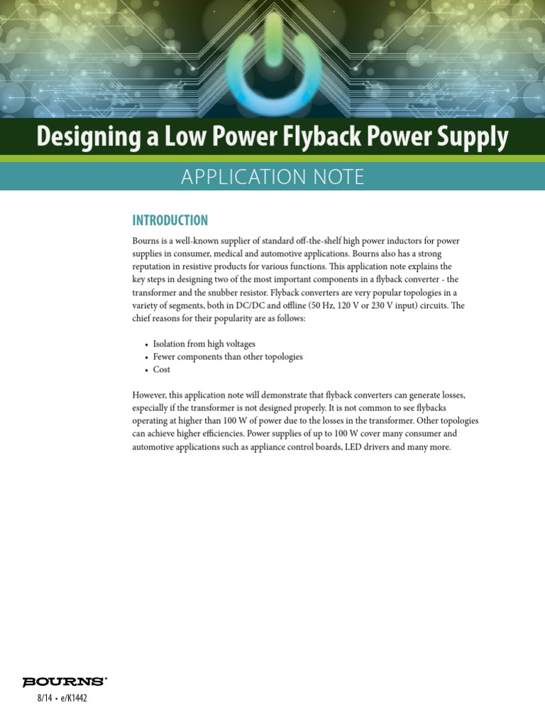Bourns Consumer Grade Flyback Power Supply Appnote | PDF | Transformer ...