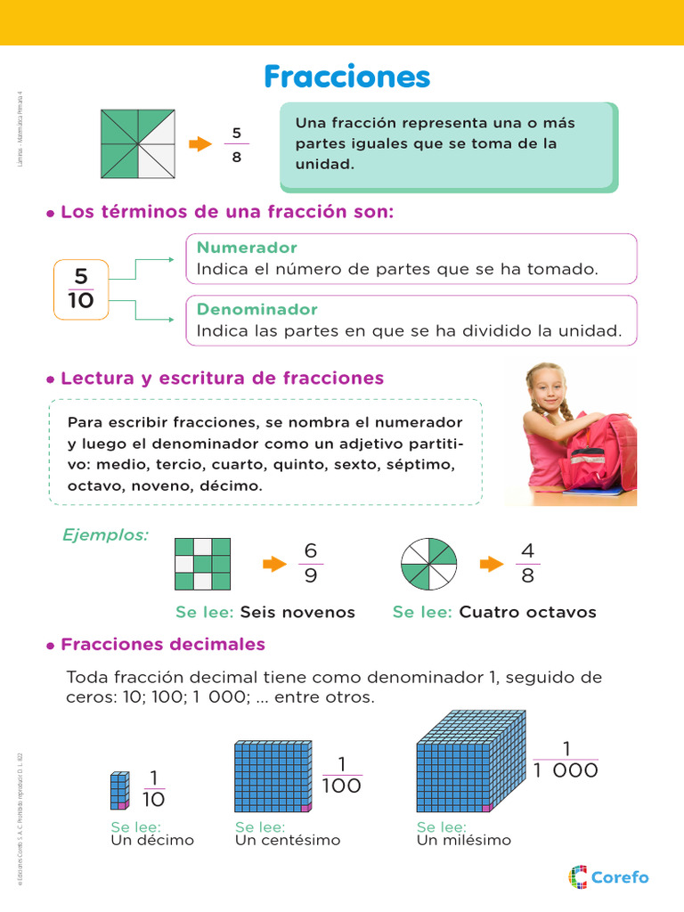 Lámina - Fracciones | PDF | Lexicología | Matemática Elemental