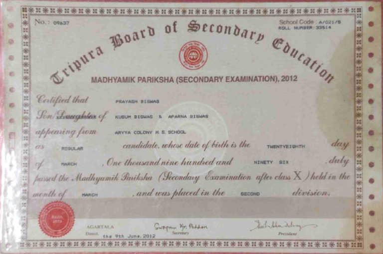 10th Certificate | PDF