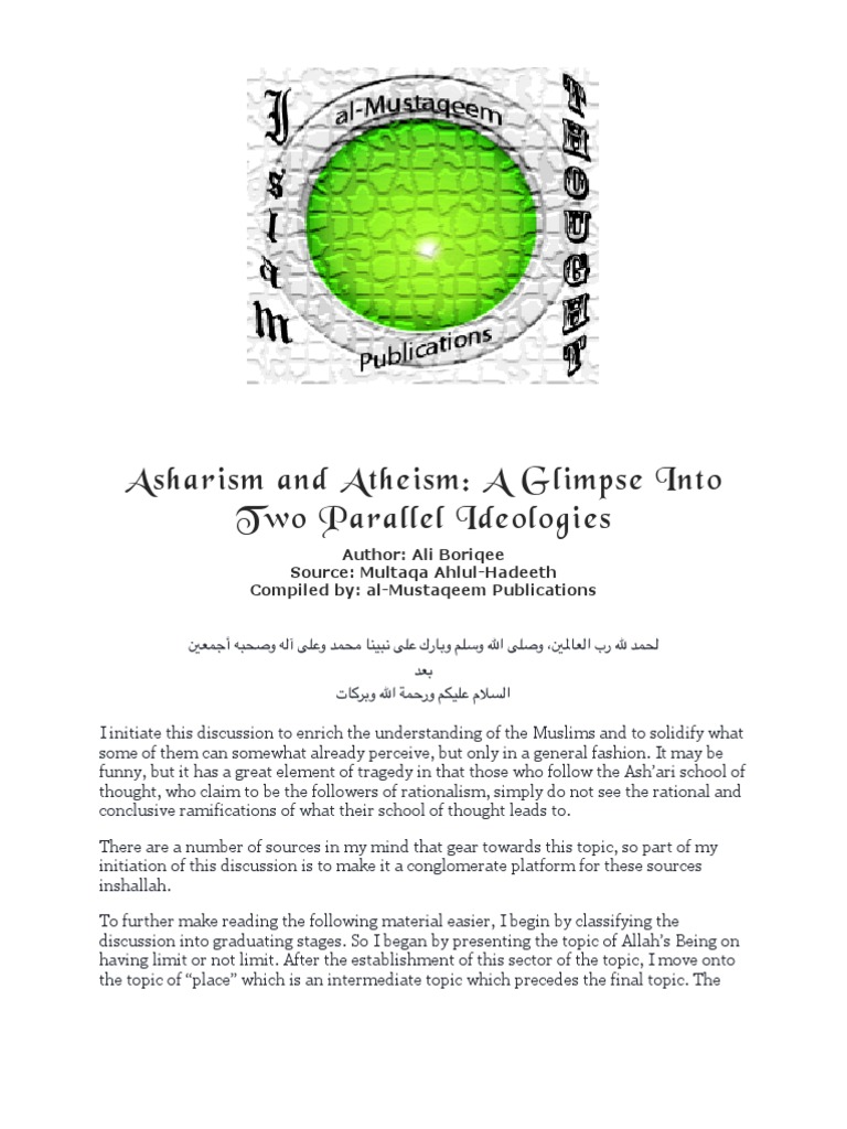 Asharism and Atheism - A Glimpse Into Two Parallel Ideologies | PDF ...