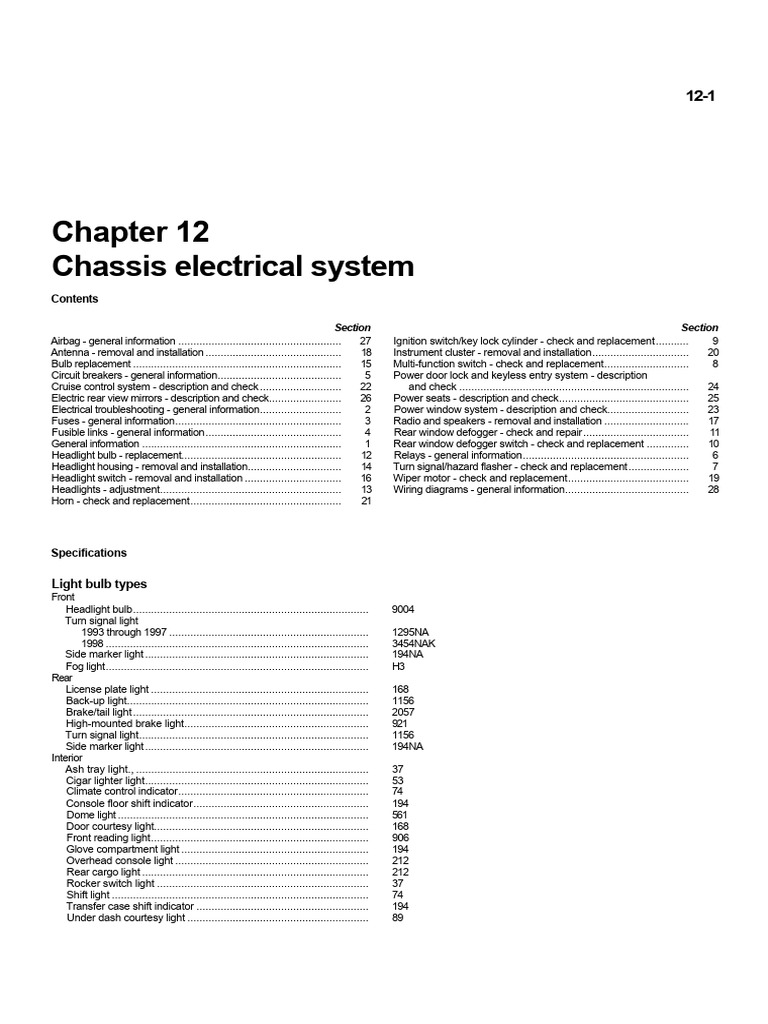 Haynes Book Chapter 12 | PDF | Fuse (Electrical) | Headlamp