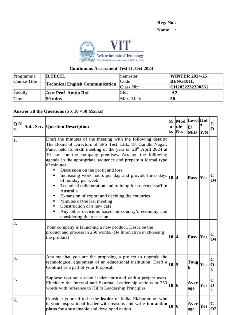 CAT 2 QP C1 DPS[1] | PDF | Economies | Business