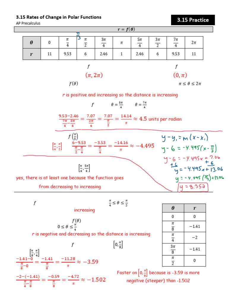 Rates of Change in Polar Functions 3.15 | PDF | Mathematics ...