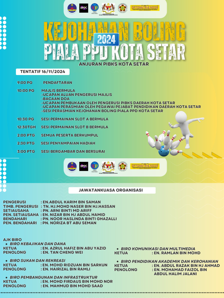 Buku Program Kejohanan Boling Piala PPD Kota Setar 2024 | PDF