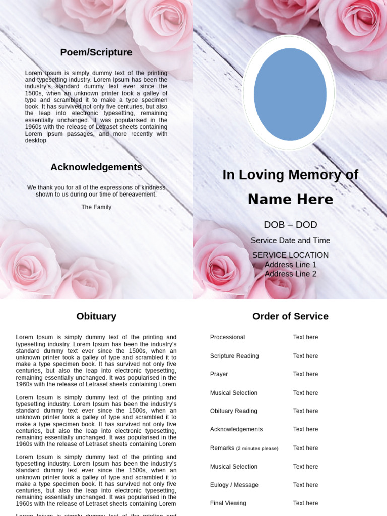 Memorial Service Order of Service | PDF | Writing | Graphic Design