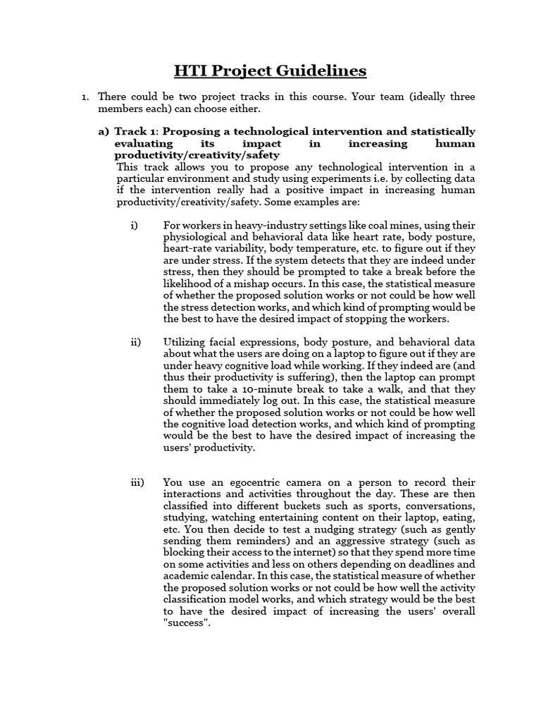 HTI Project Guidelines | PDF | Machine Learning | Psychology