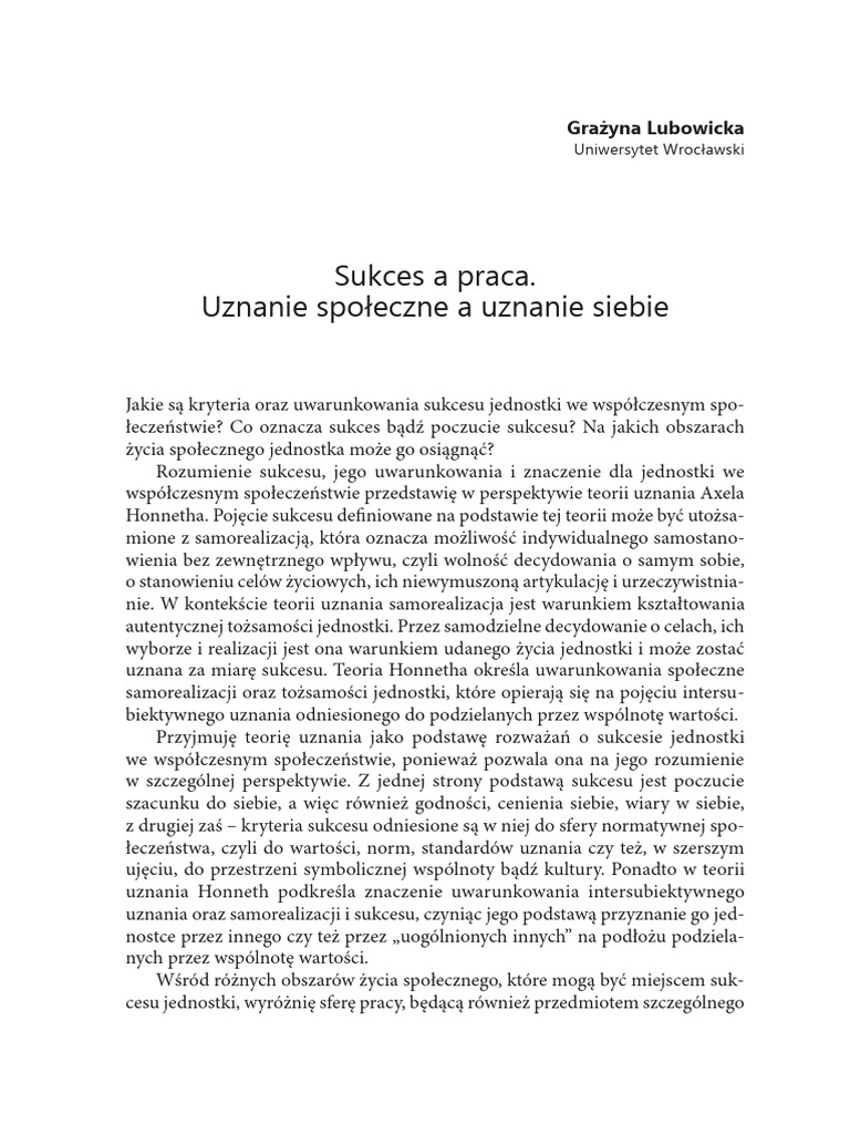3 Grazyna Lubowicka Sukces A Praca | PDF
