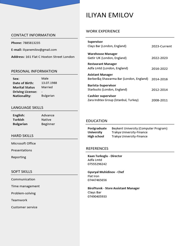 Iliyan Emilov Updated CV | PDF