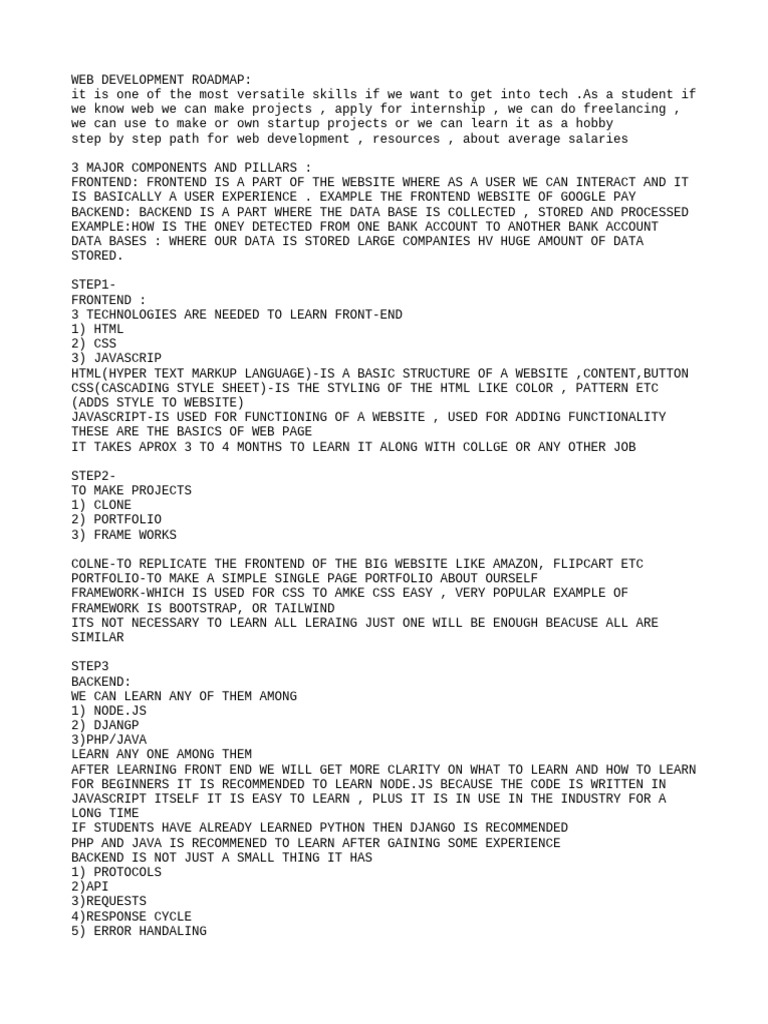 WEB DEVELOPMENT ROADMAP | PDF | Web Development | Computing