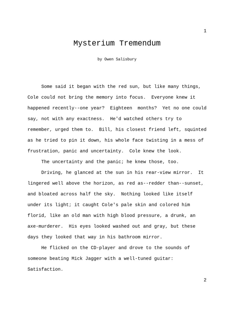 Mysterium Tremendum For Submission | PDF