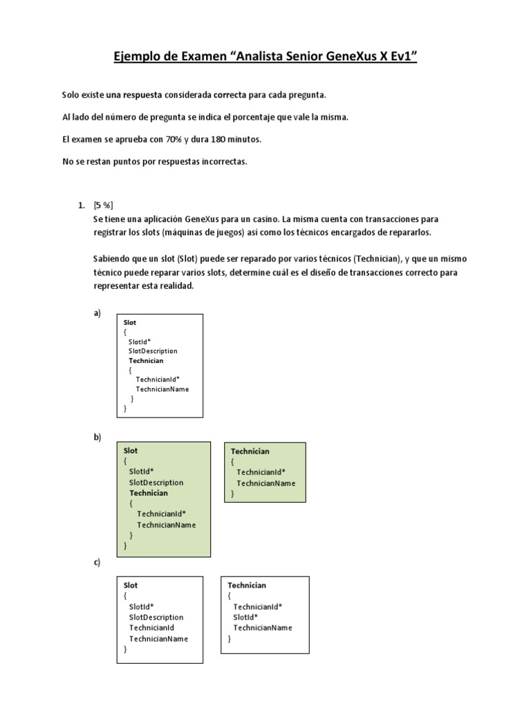 Ejemplo de Examen "Analista Senior GeneXus X Ev1" | PDF | Java (lenguaje de programación ...