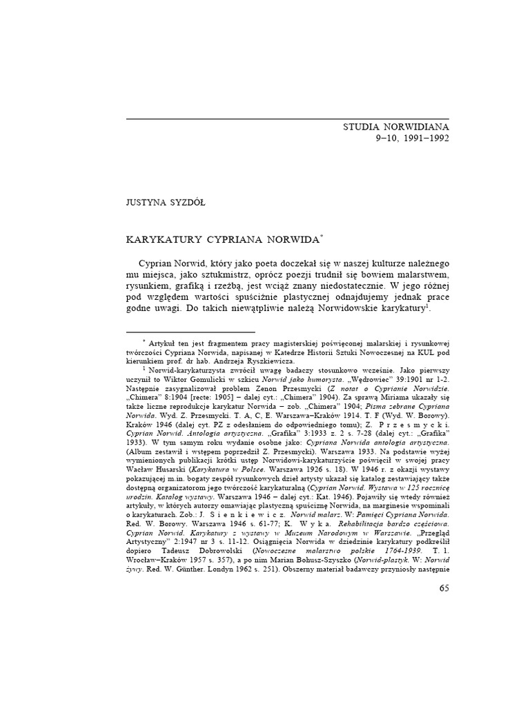 Karykatury Cypriana Norwida | PDF