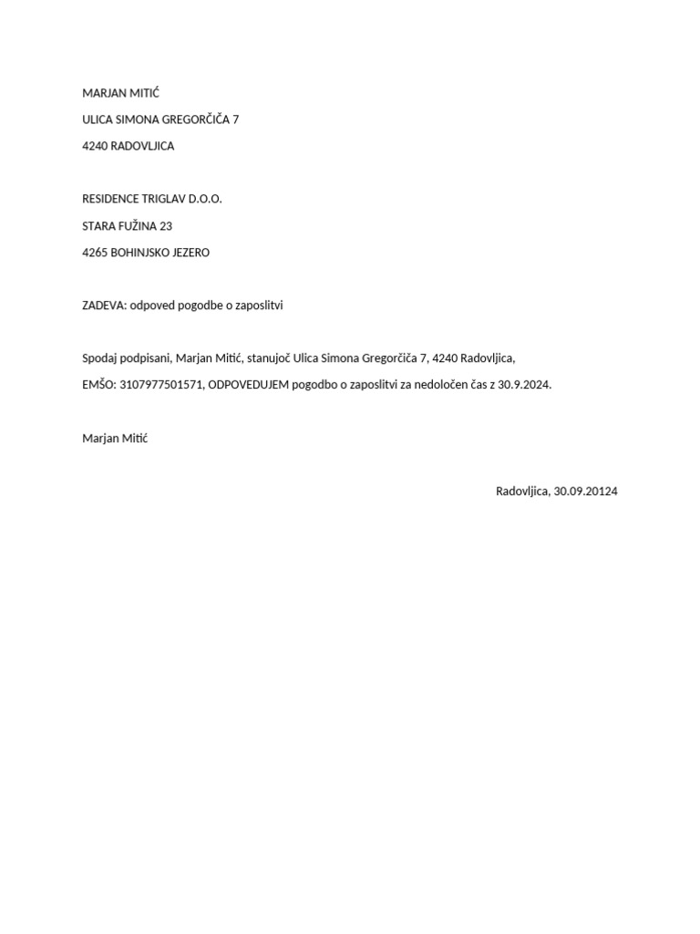 Marjan Odpoved | PDF