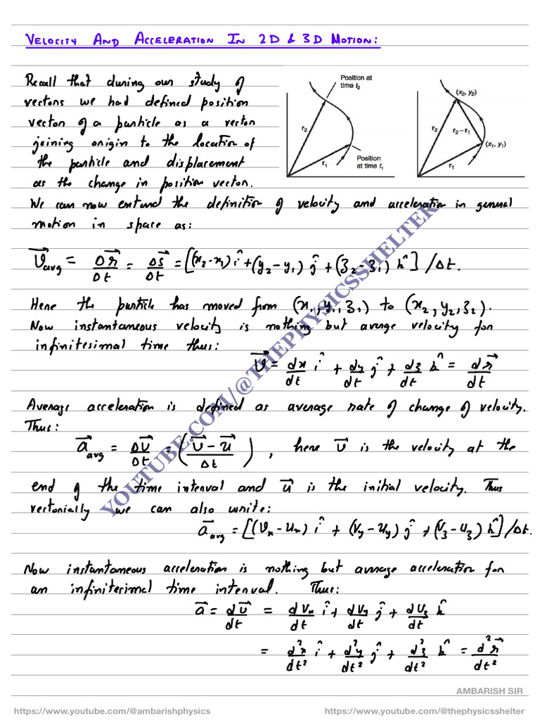 7 KINEMATICS MOTION IN 2D NOTES-compressed | PDF | Acceleration | Velocity