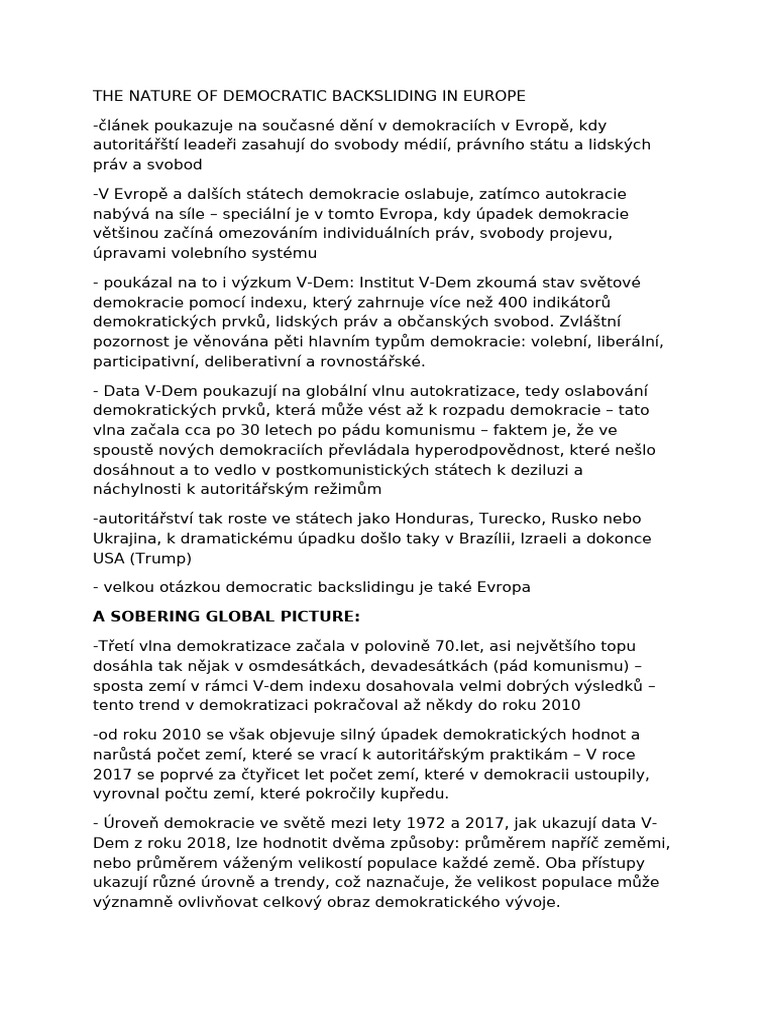 The Nature of Democratic Backsliding in Europe | PDF