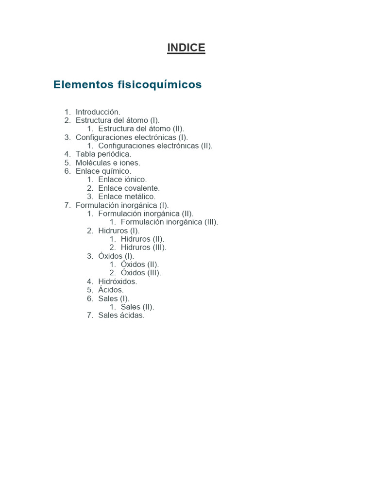 INDICE | PDF | Enlace químico | Moléculas