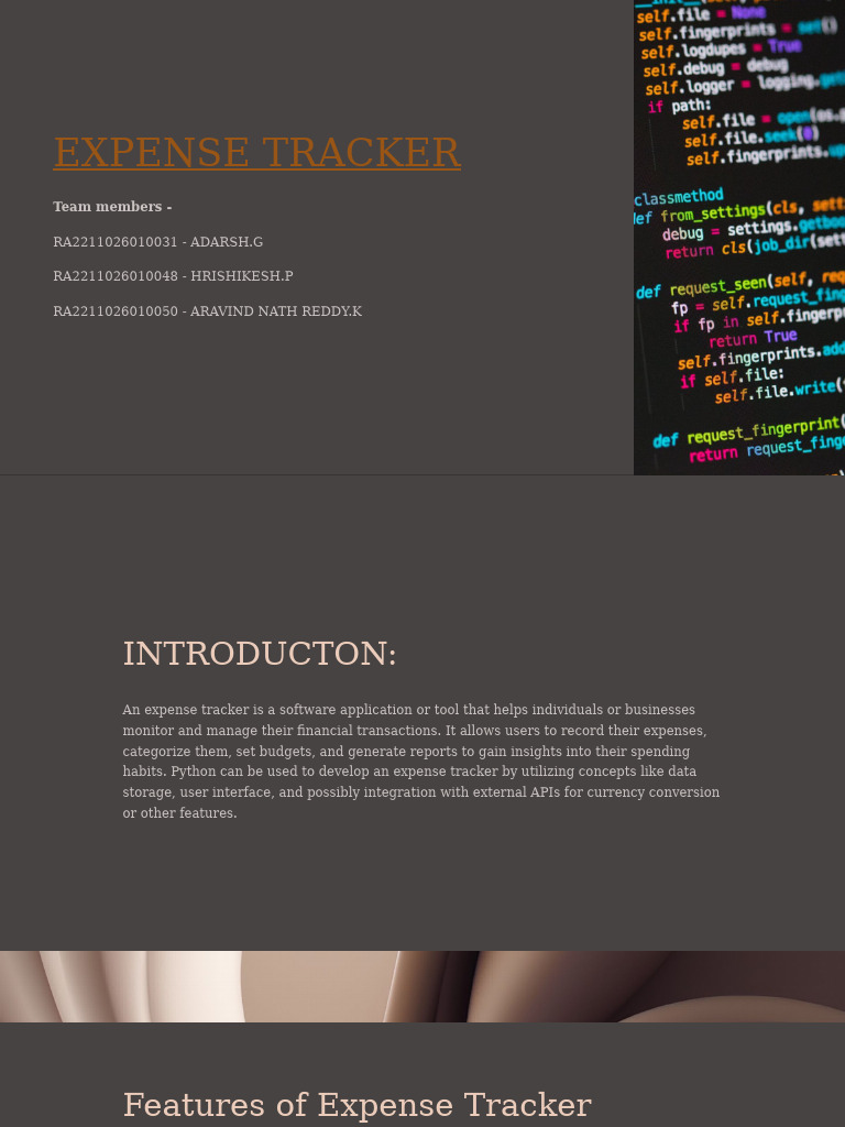 Expense Tracker Application Overview | PDF | Expense | Computing