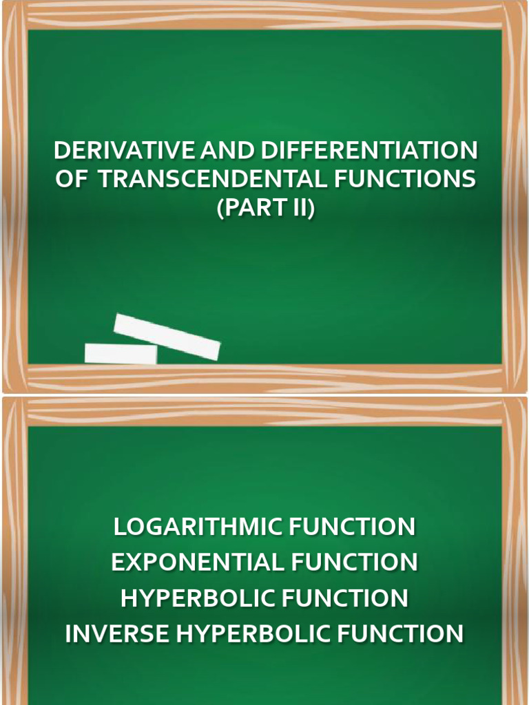 Chapter 3 - Derivative & Differentiation of Transcendental FXNS Part 2 | PDF | Derivative ...