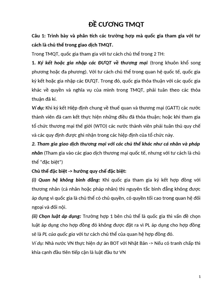 Đề cương TMQT (2024) | PDF