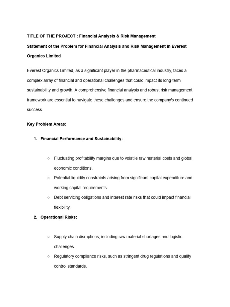 Project Synopsis - Financial Management and Risk Analysis | PDF | Risk | Statistics