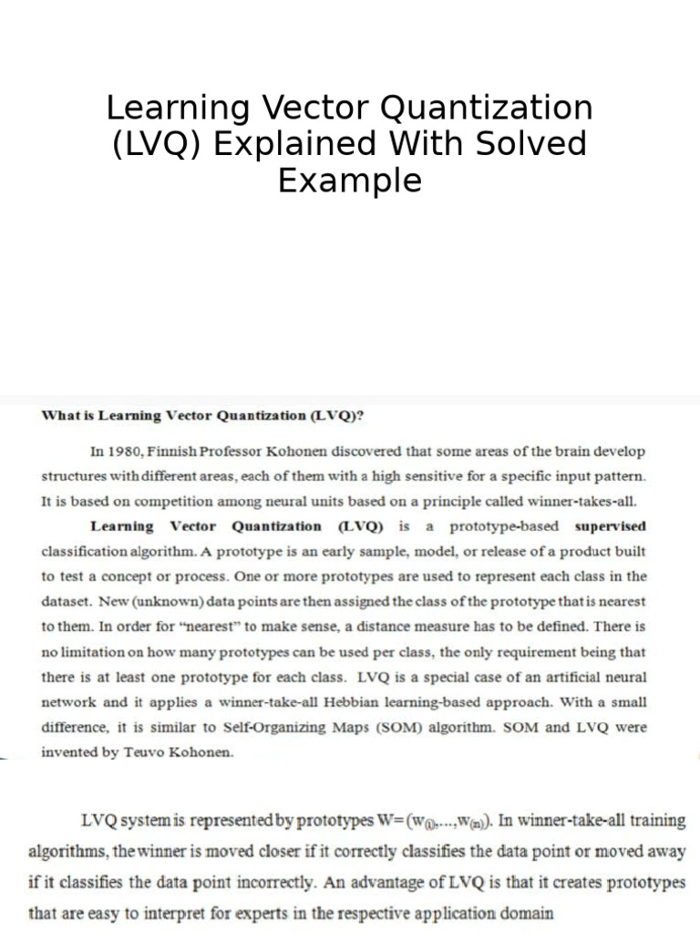 LVQ - Problem and Algorithm | PDF
