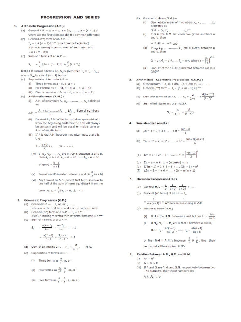 Seq&Series Formulae | PDF