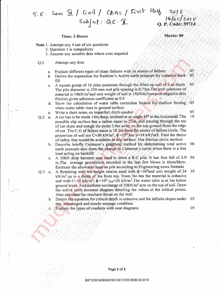 TE-CIVIL_SEM6_GE2_MAY18 (1) | PDF | Applied And Interdisciplinary Physics | Natural Materials