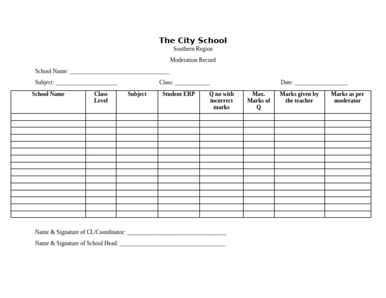 Moderation Record Sheet | PDF