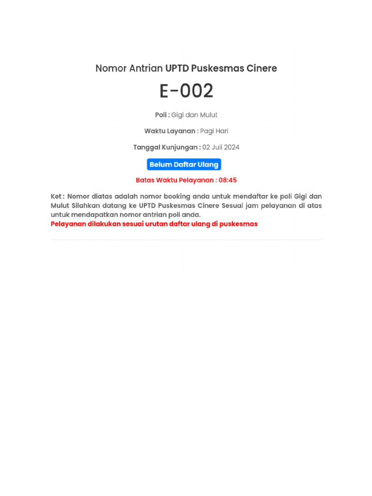 Nomor Antrian | PDF