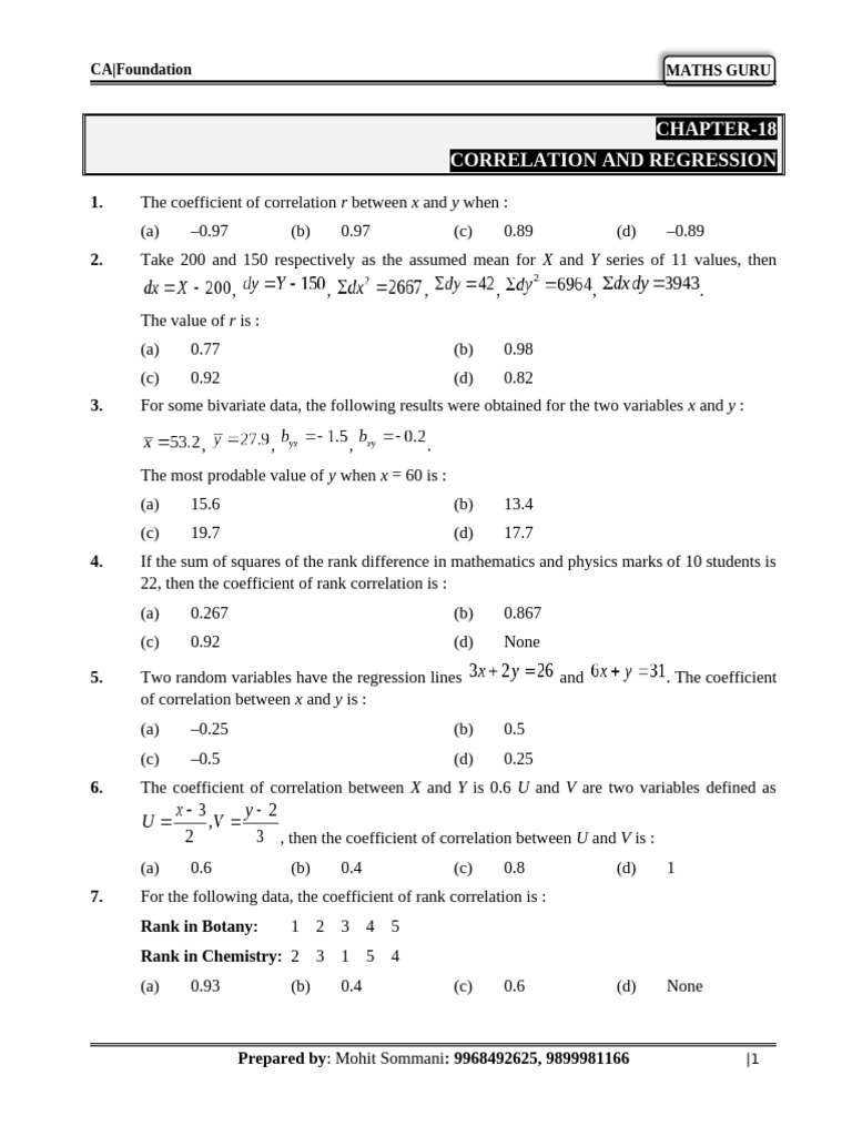 CHAPTER _ 13_ (Correlation and Regression)-(13) | PDF | Linear ... CHAPTER _ 13_ (Correlation and Regression)-(13) | PDF | Linear ...