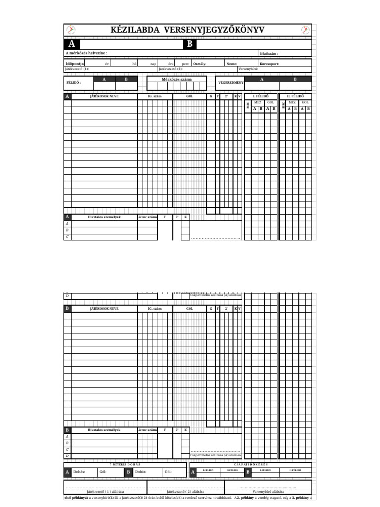 Kezilabda Jegyzokonyvminta | PDF