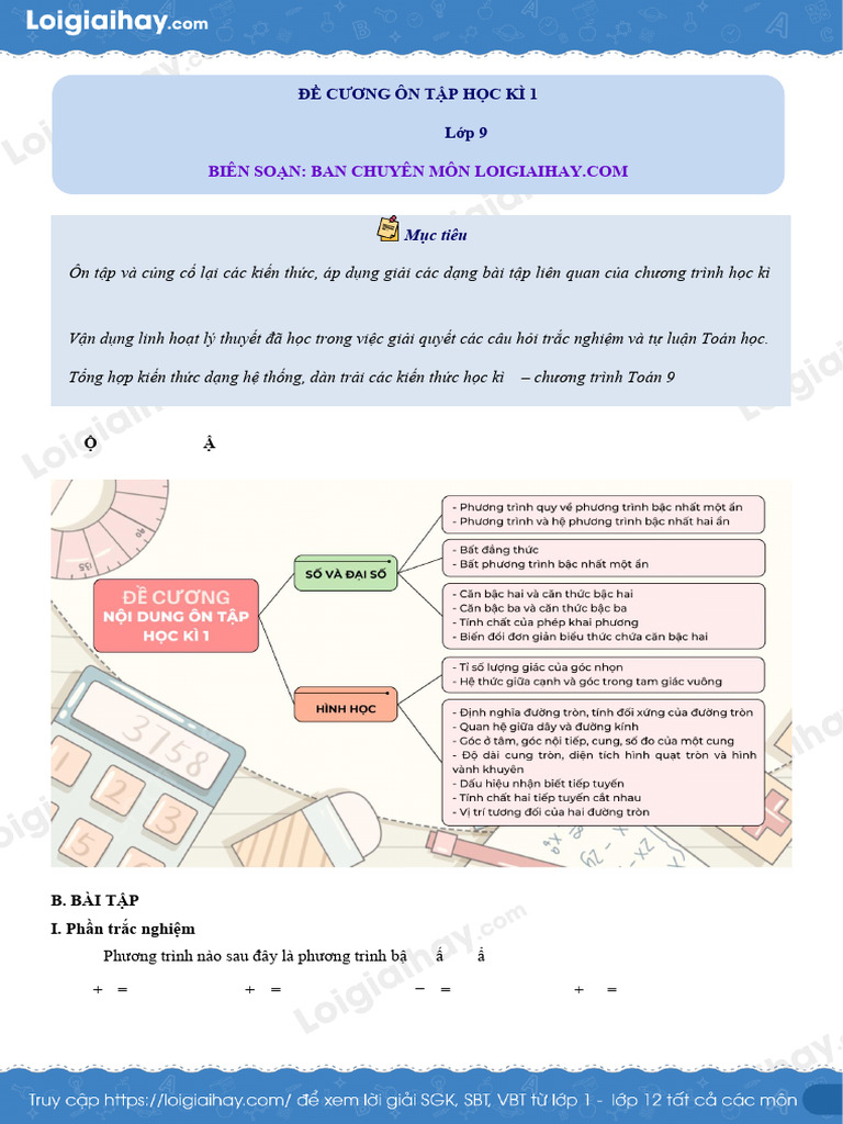 De Cuong on Tap Hk1 Toan 9 Chan Troi Sang Tao Co Dap an 1731916279 | PDF