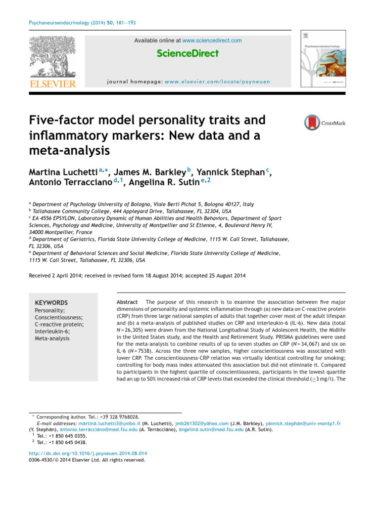 Luchetti et al. - 2014 - Five-factor model personality traits and ...