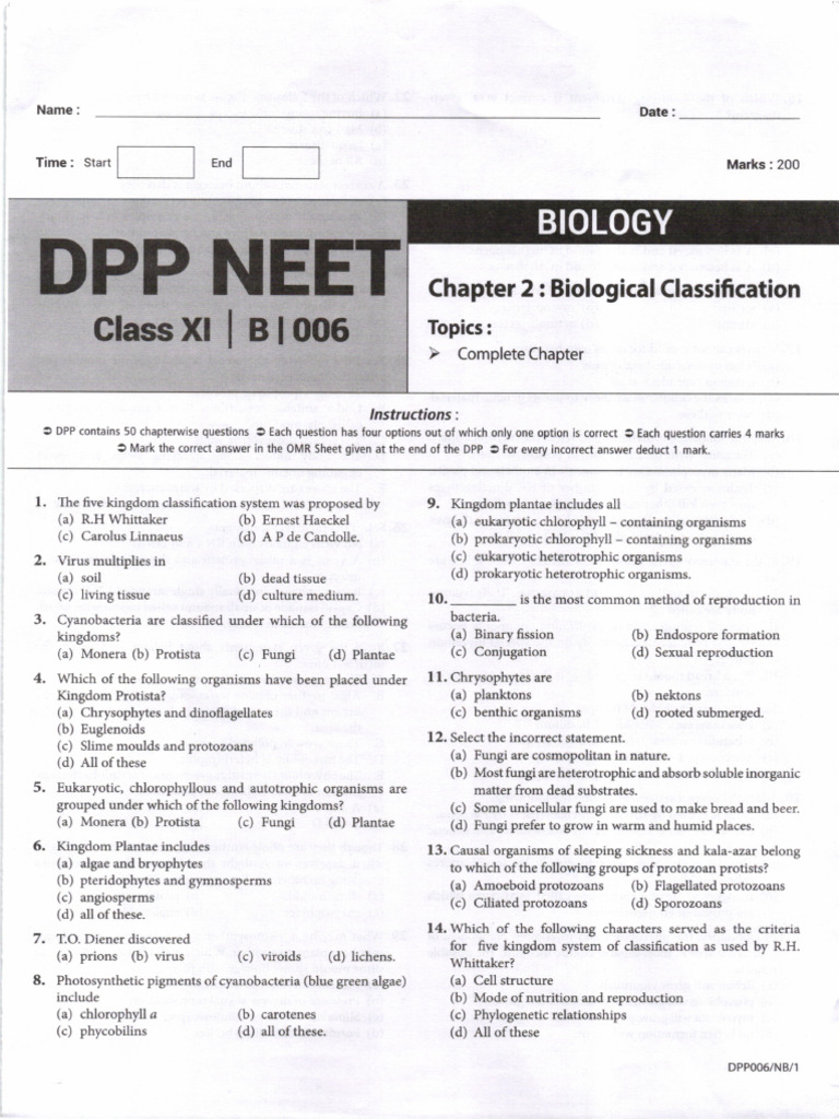 Assgn.29.09.24-Biological Classification (3) b006- Complete Chapter | PDF | Protozoa | Cell ...