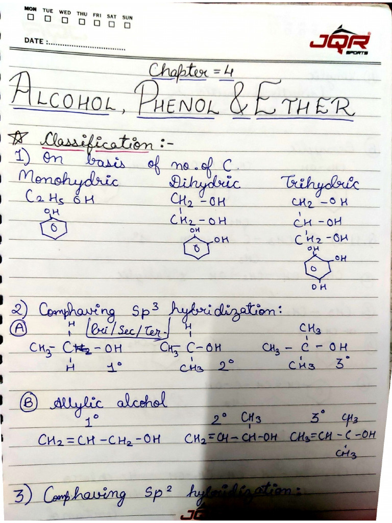Alcohol, Phenol and Ether | PDF