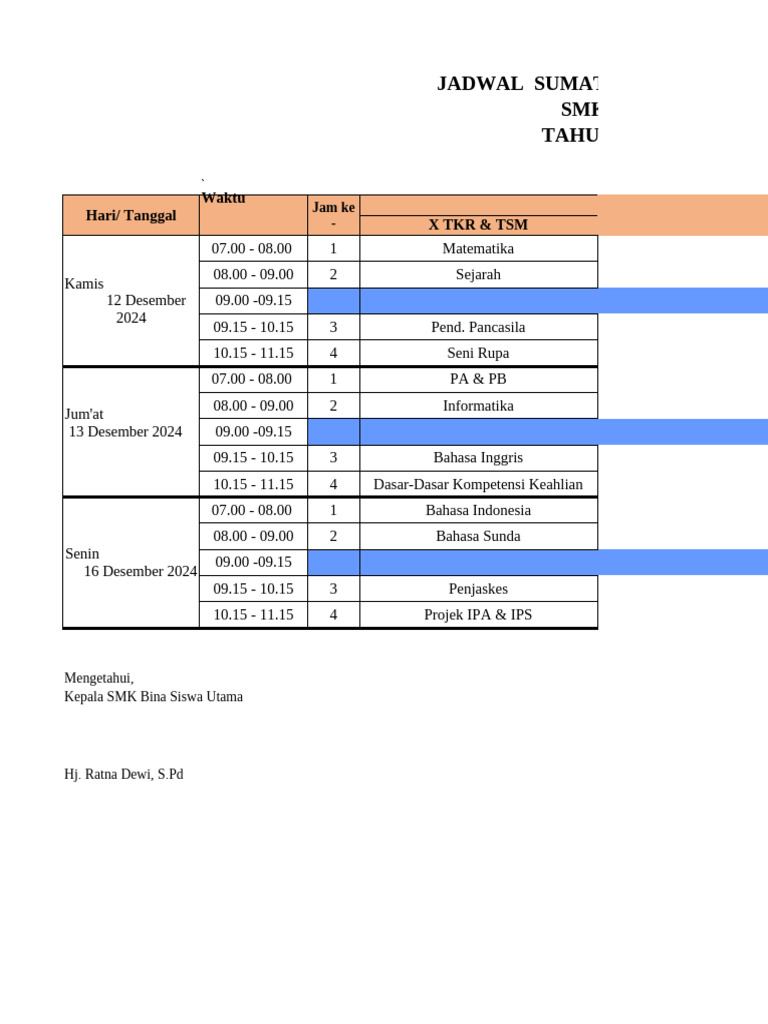 Jadwal SAS Susulan | PDF