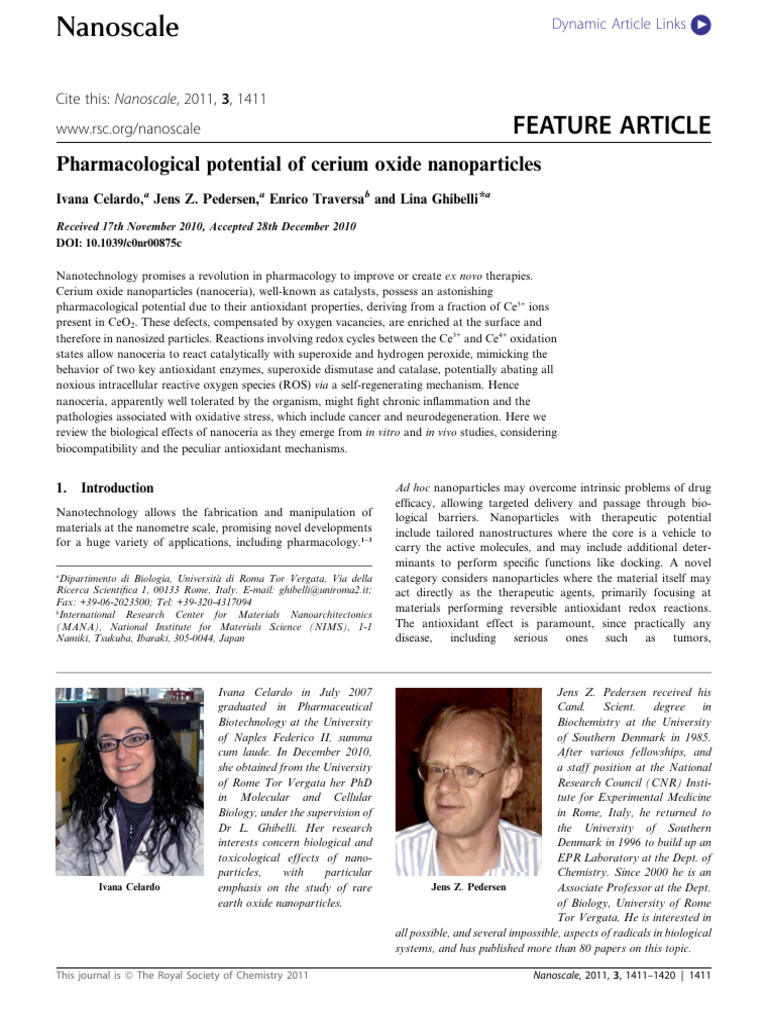 Pharmacological Potential of Cerium Oxide Nanoparticles | PDF ...