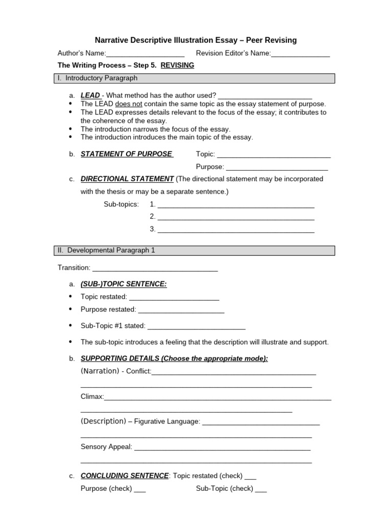 Narrative Deductive Ill Essay Peer Revising | PDF | Essays | Human ...
