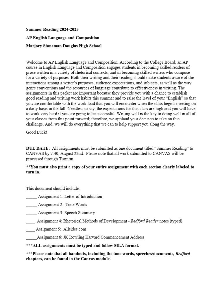 Summer Reading 2024-25 AP Lang | PDF | Narration | Human Communication